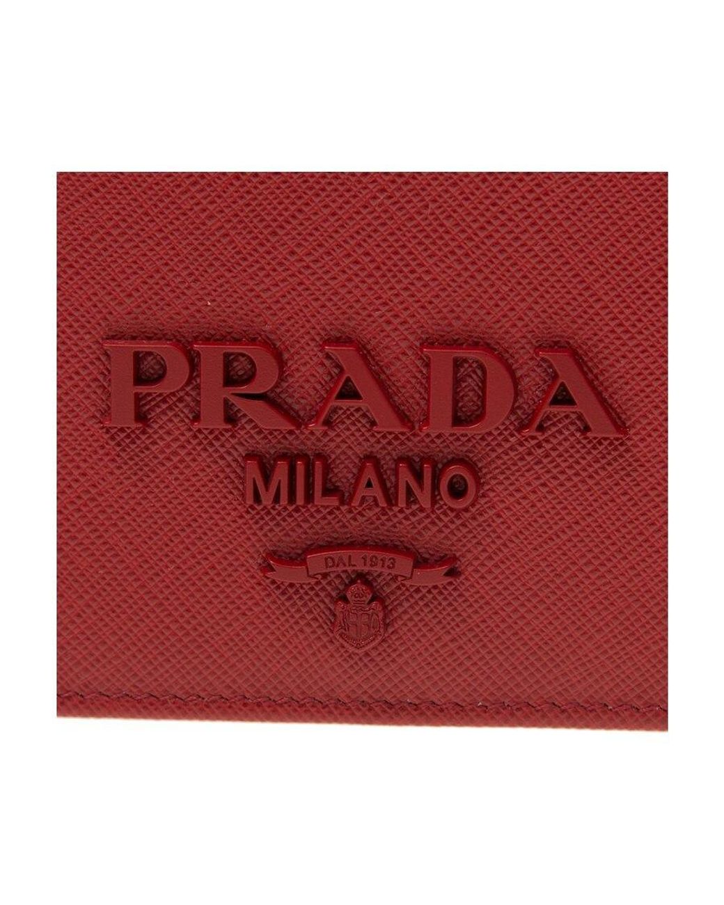 Prada Logo Sign Chain Shoulder Bag in Red | Lyst
