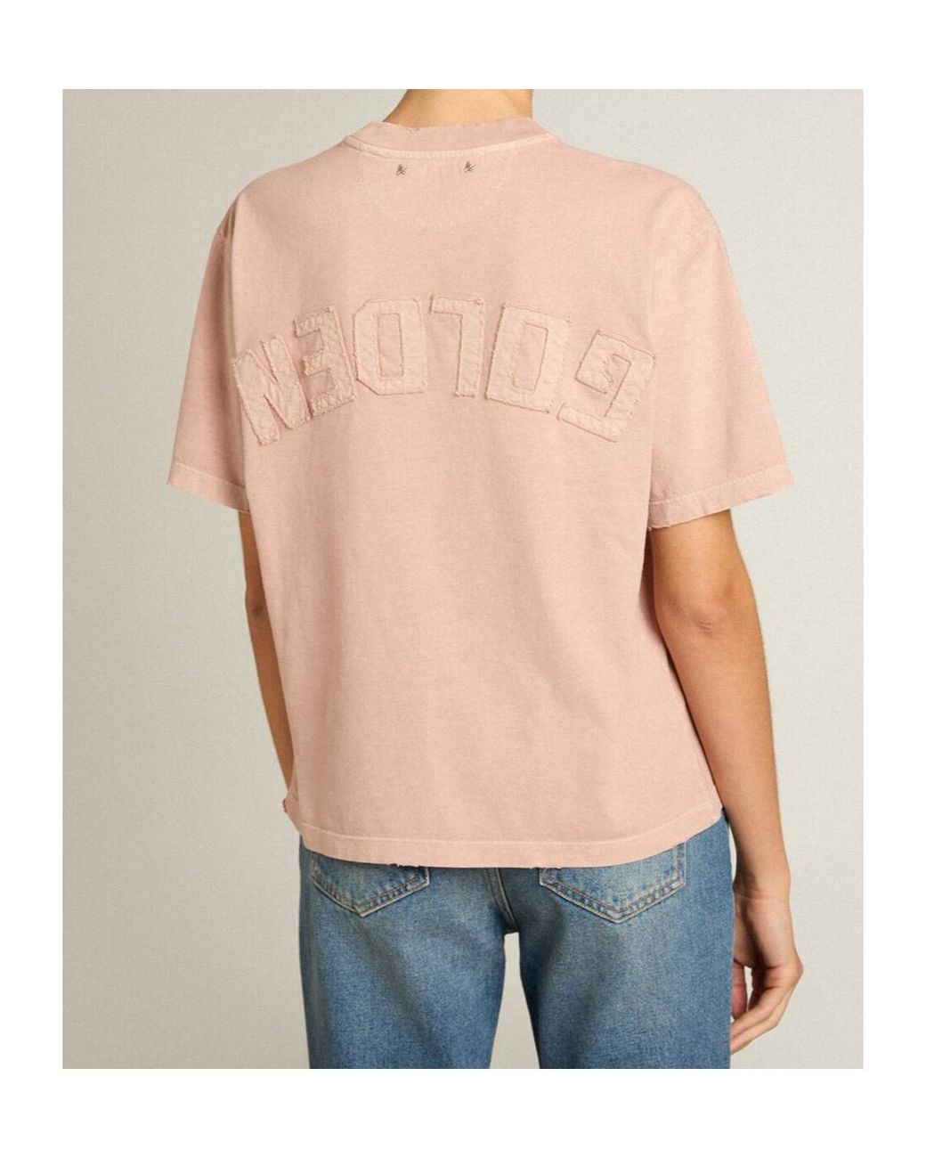 Golden Goose Boxy Logo T-Shirt in Pink | Lyst