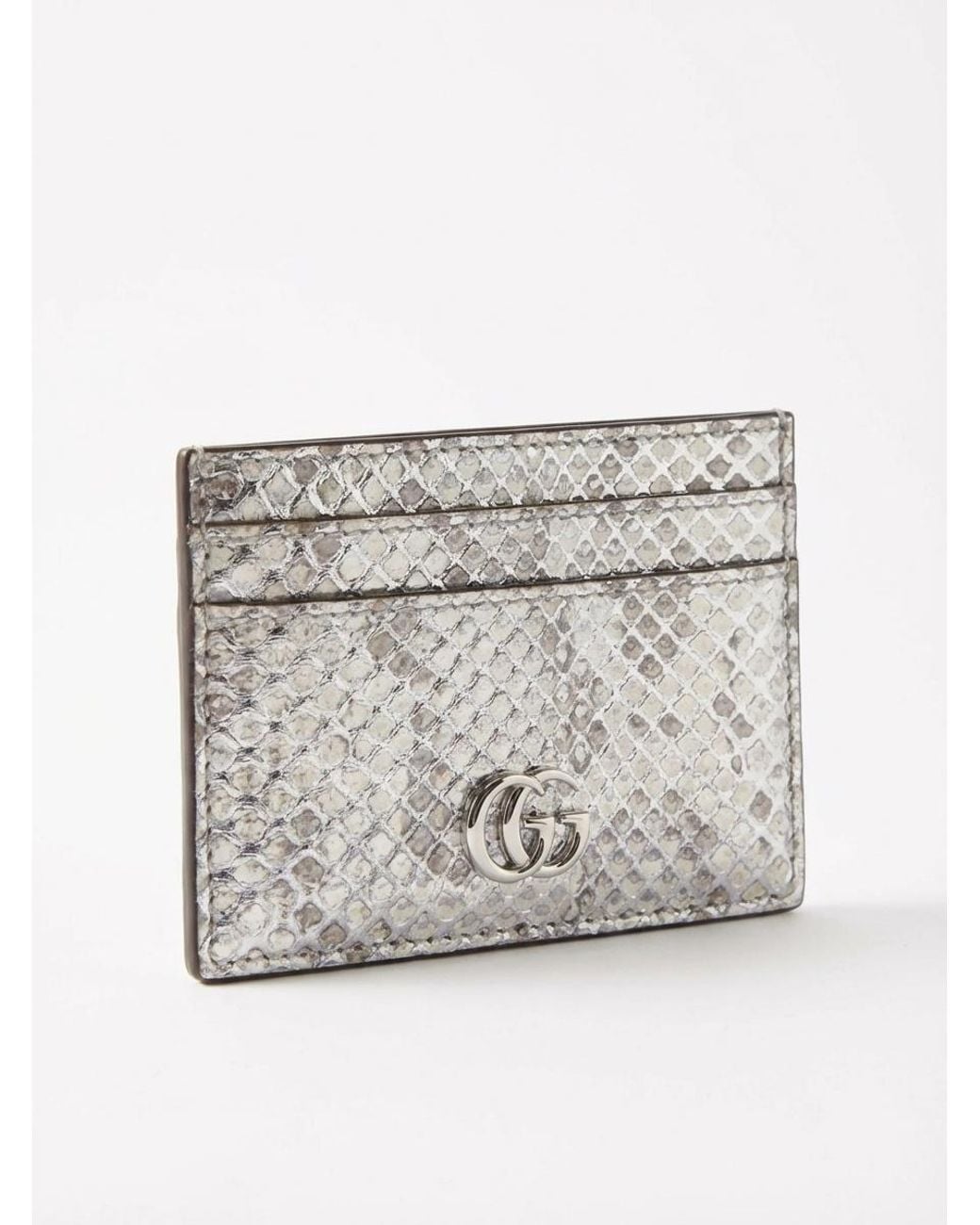 Gucci Gg Marmont Python Card Case in White | Lyst