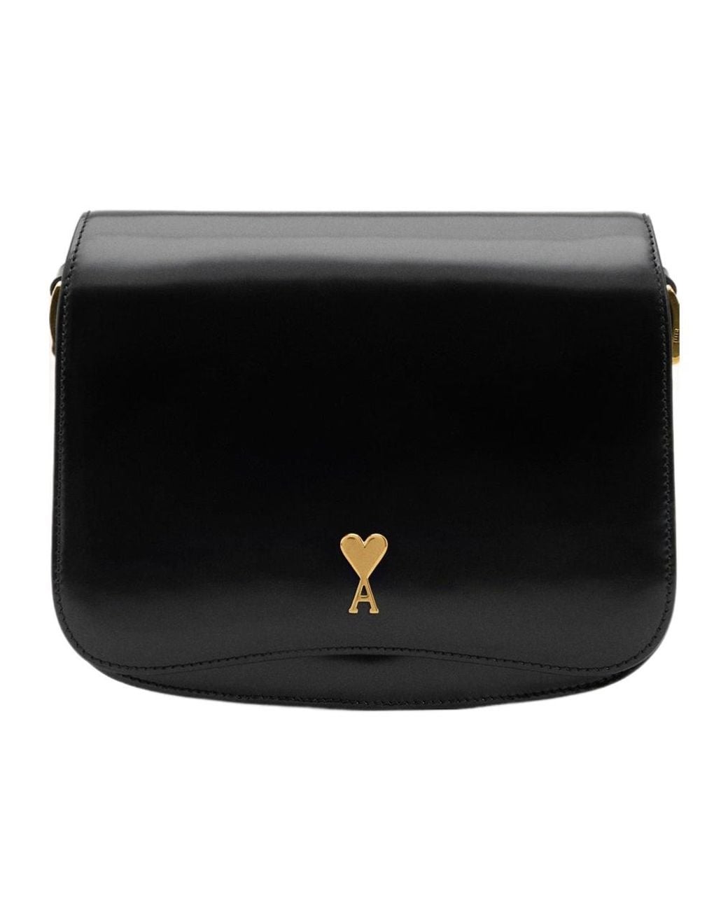 Ami Paris Glazed Leather Paris Paris Bag in Black | Lyst