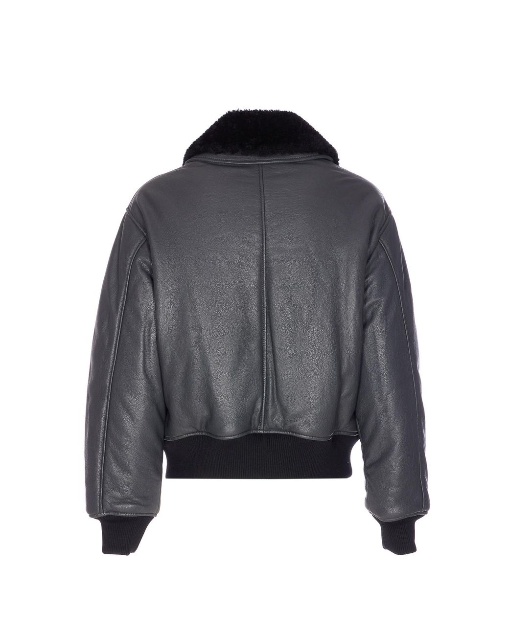 Ami Paris Zip-Up Leather Bomber Jacket in Black for Men | Lyst