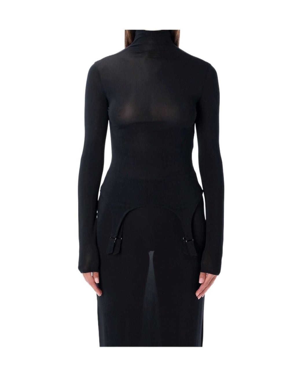 Jean Paul Gaultier Long-Sleeve High-Neck Body With Lingerie Details in ...