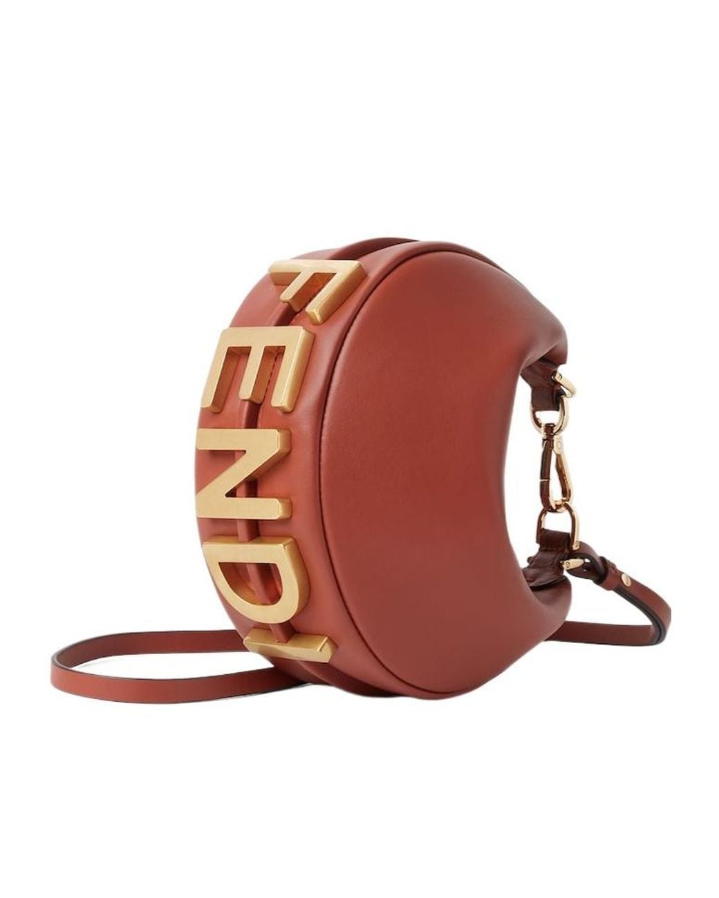 Fendi Graphy Logo Plaque Mini Hobo Bag in Red | Lyst