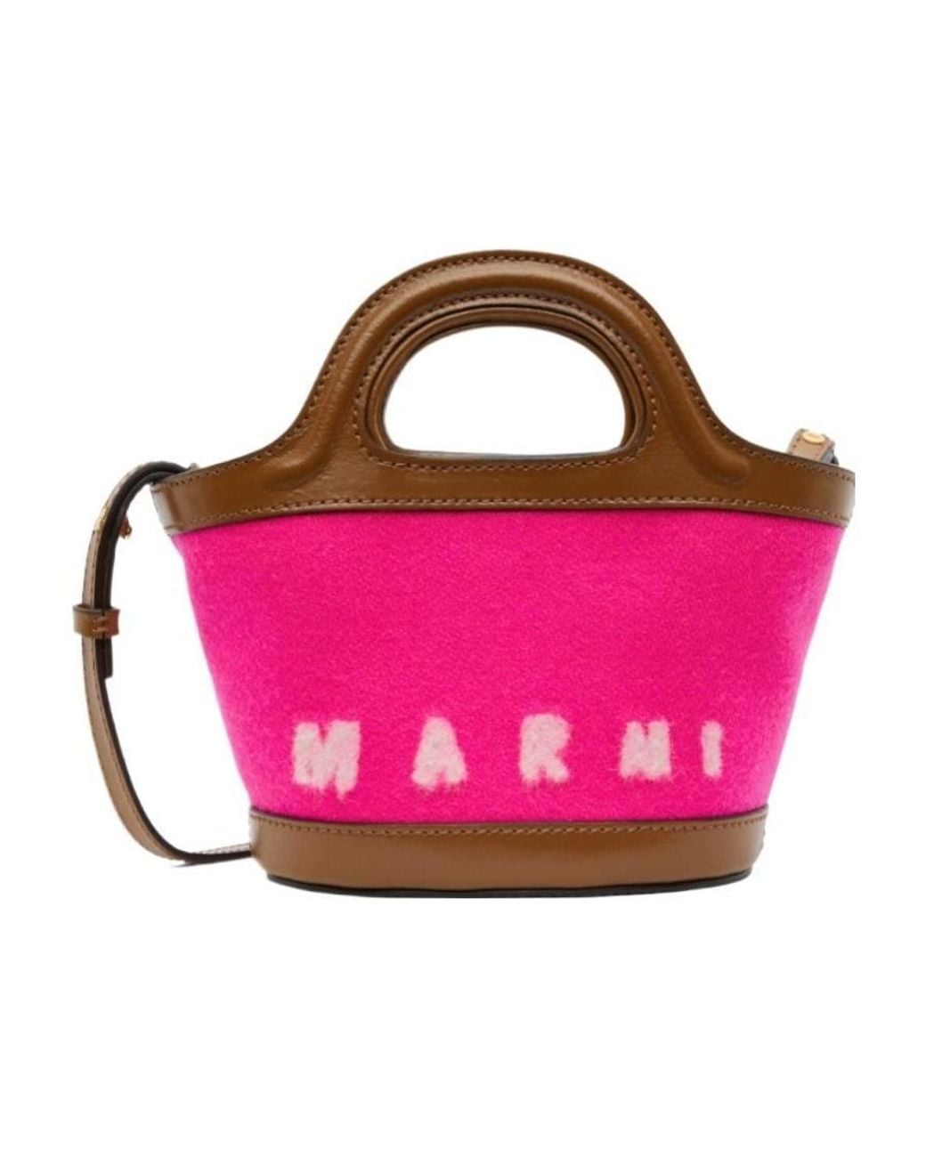 Marni Felted-Logo Bucket Bag in Pink | Lyst