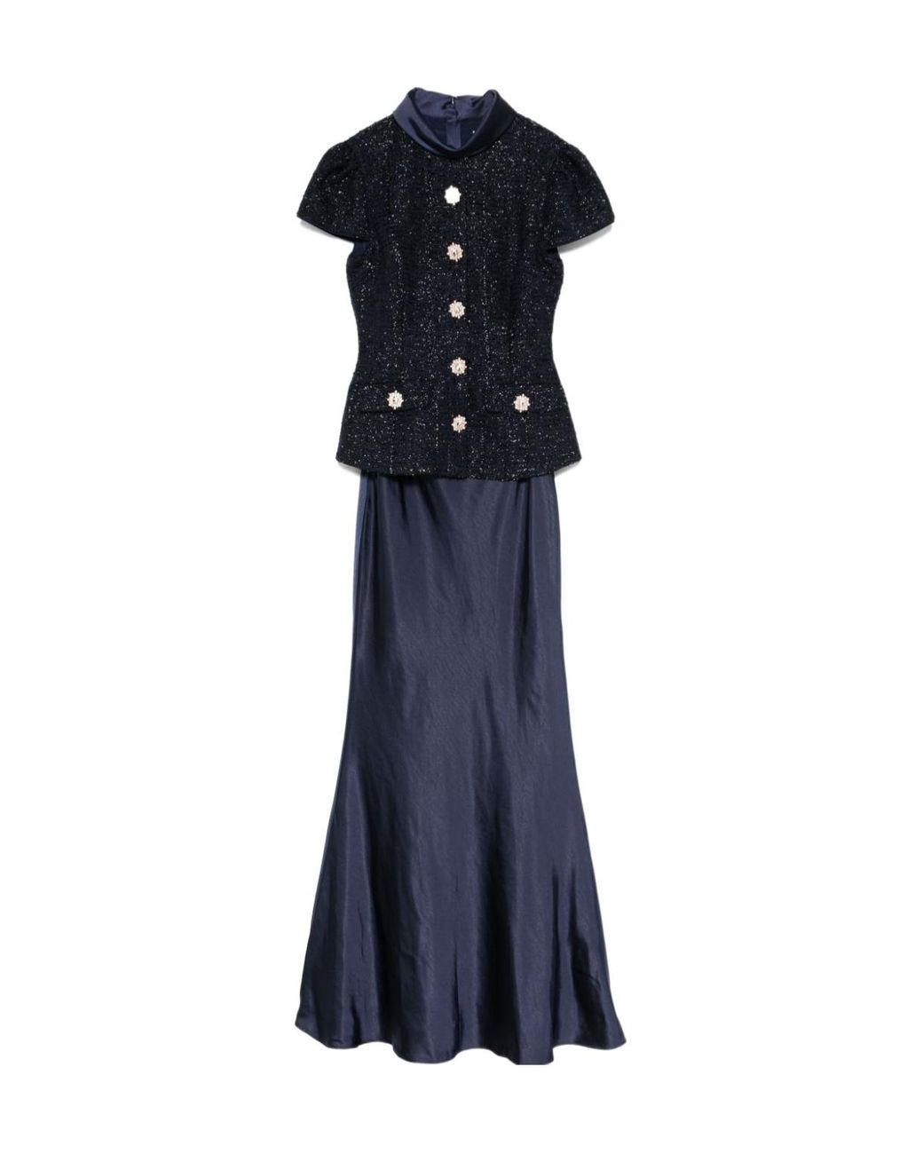 Self-Portrait Metal Button Dress in Blue | Lyst