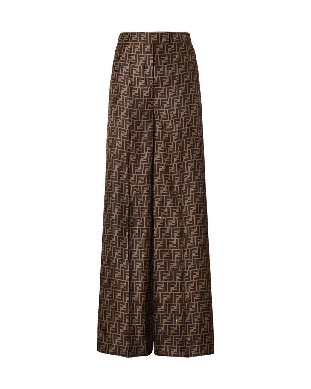 Fendi Ff Motif Wide Leg Trousers in Brown | Lyst