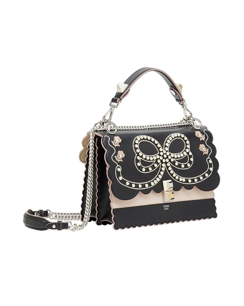Fendi Kan I Rivet Flower Handbag in Black | Lyst
