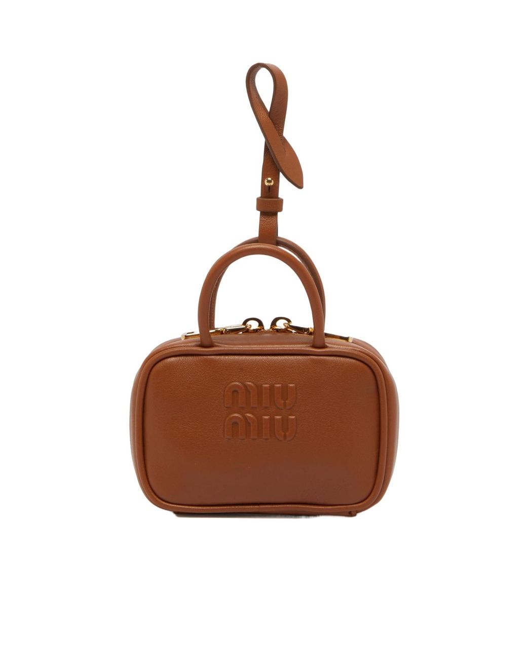 Miu Miu Micro Logo Handbag in Brown | Lyst