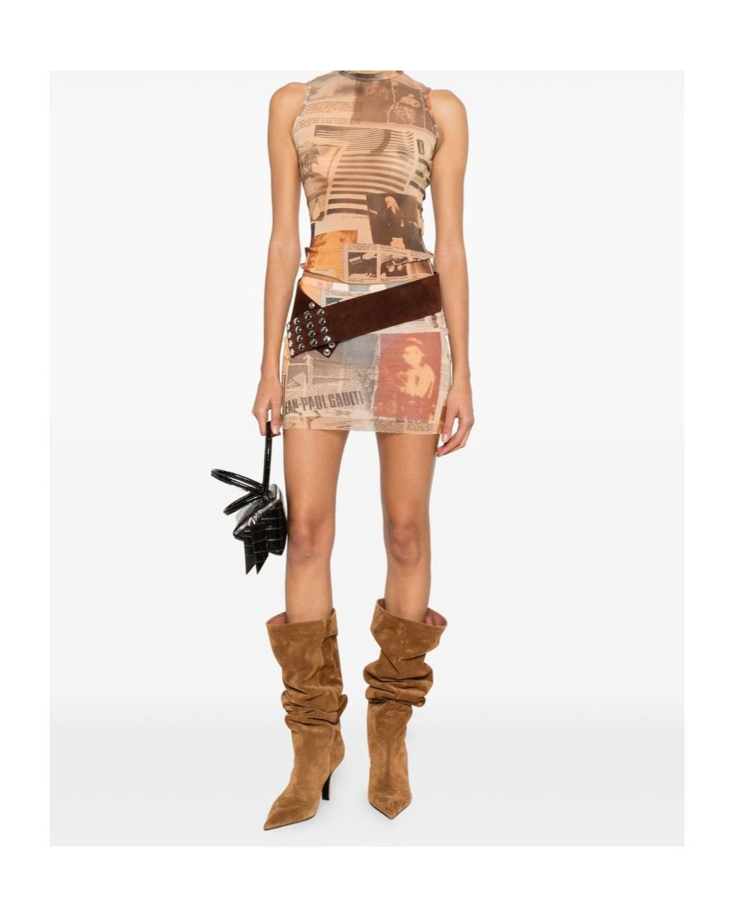 Jean Paul Gaultier Newspaper-Print Top in Natural | Lyst