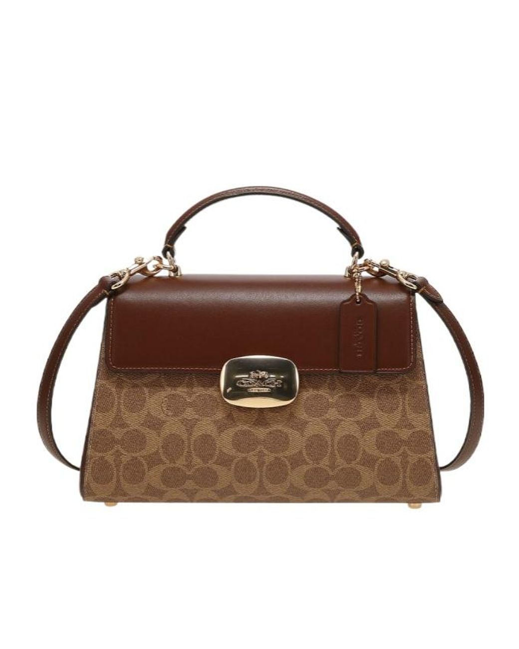 COACH Logo Print Shoulder Bag in Brown | Lyst