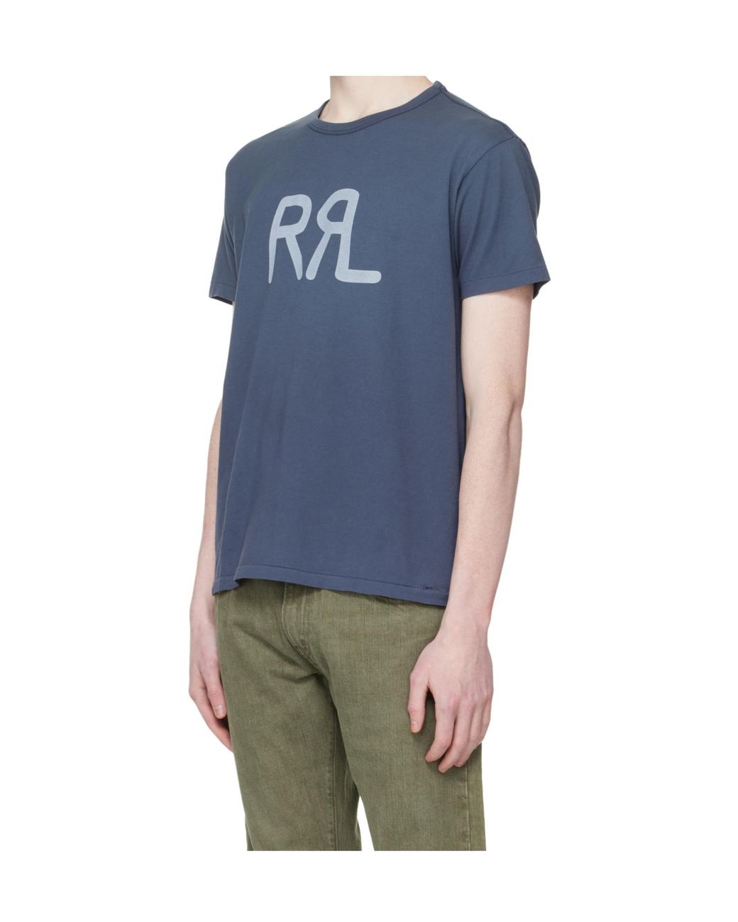 RRL Ranch Logo Crew Neck T-Shirt in Blue for Men | Lyst
