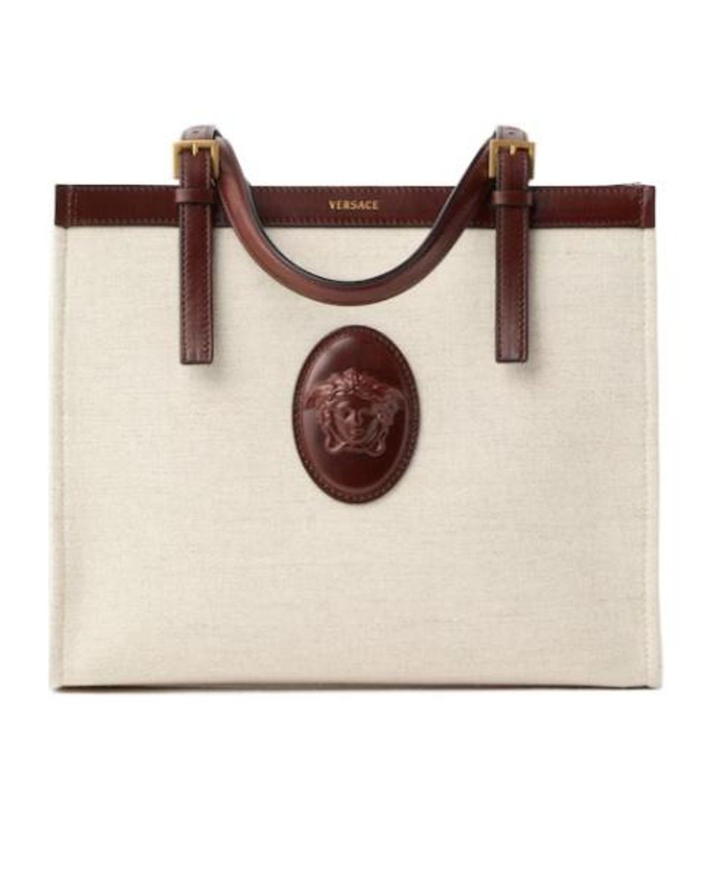 Versace Rivi Re Logo Tote Bag in Brown | Lyst