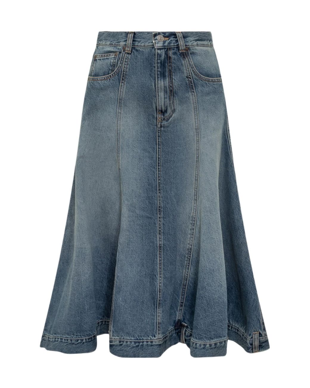 Victoria Beckham High Waist Panelled Kick Flare Skirt in Blue | Lyst