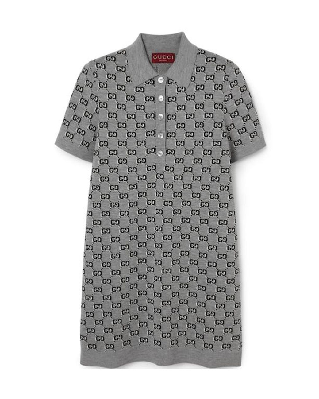 Gucci Monogrammed Intarsia Polo Dress in Gray | Lyst