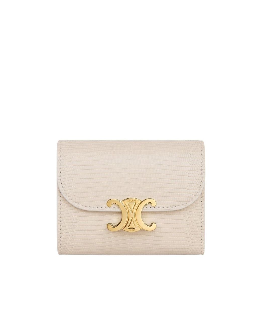 Celine Small Flap Wallet Triomphe in Natural | Lyst