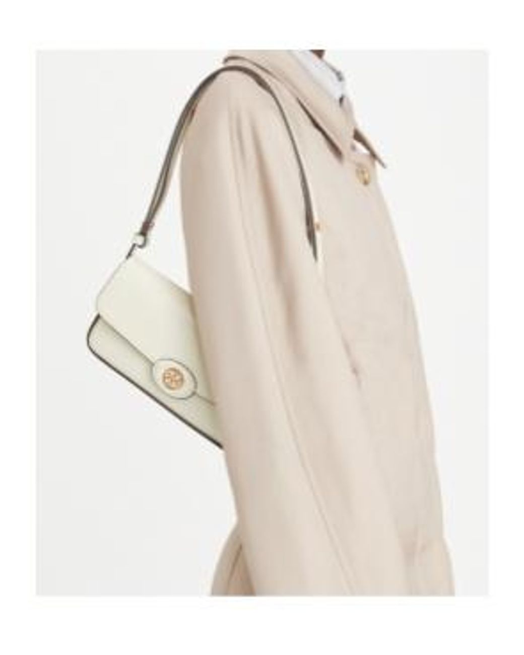 Tory Burch Robinson Spazzolato Rectangular Shoulder Bag in Natural | Lyst