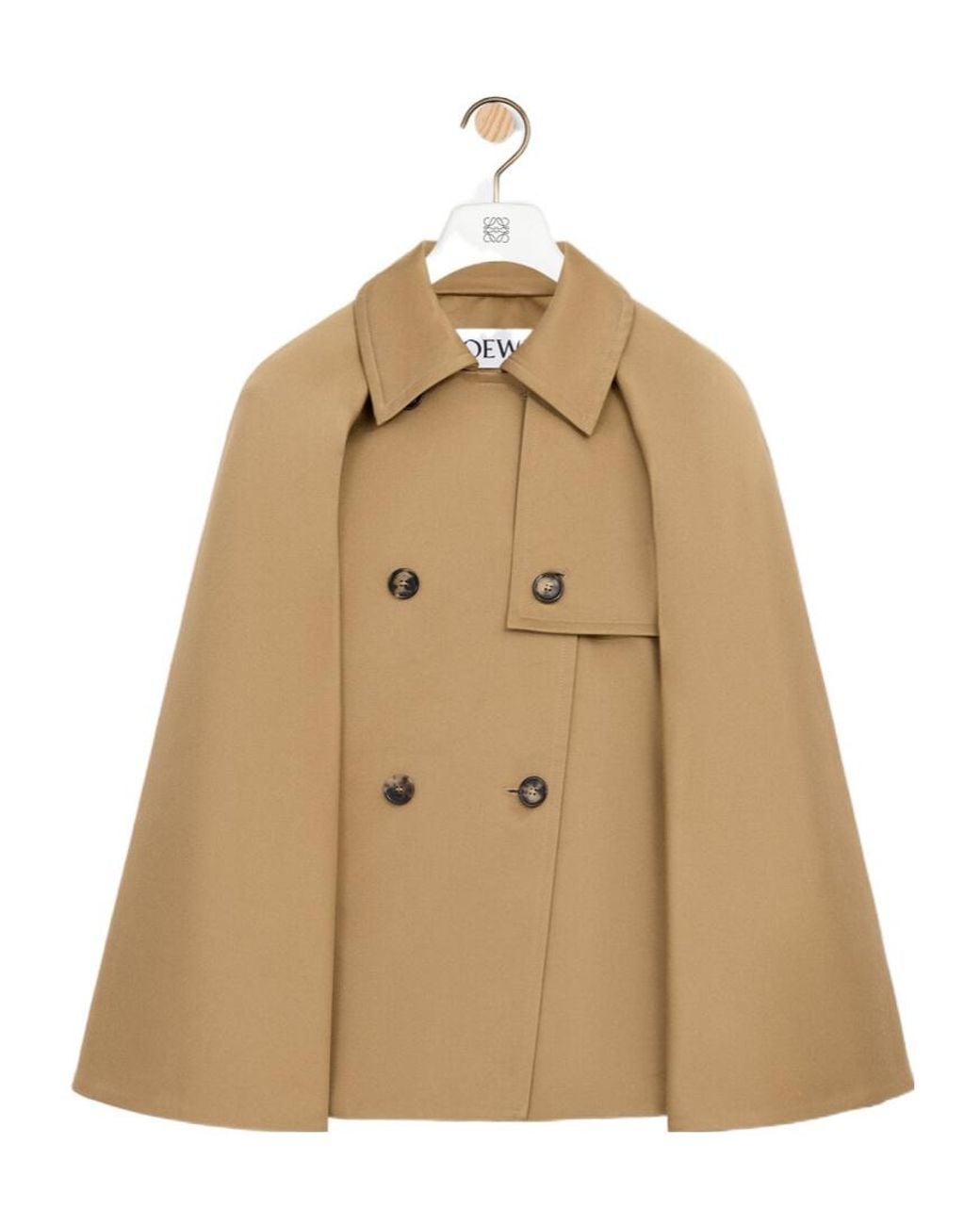 Loewe Double-Breasted High-Neck Coat in Natural | Lyst