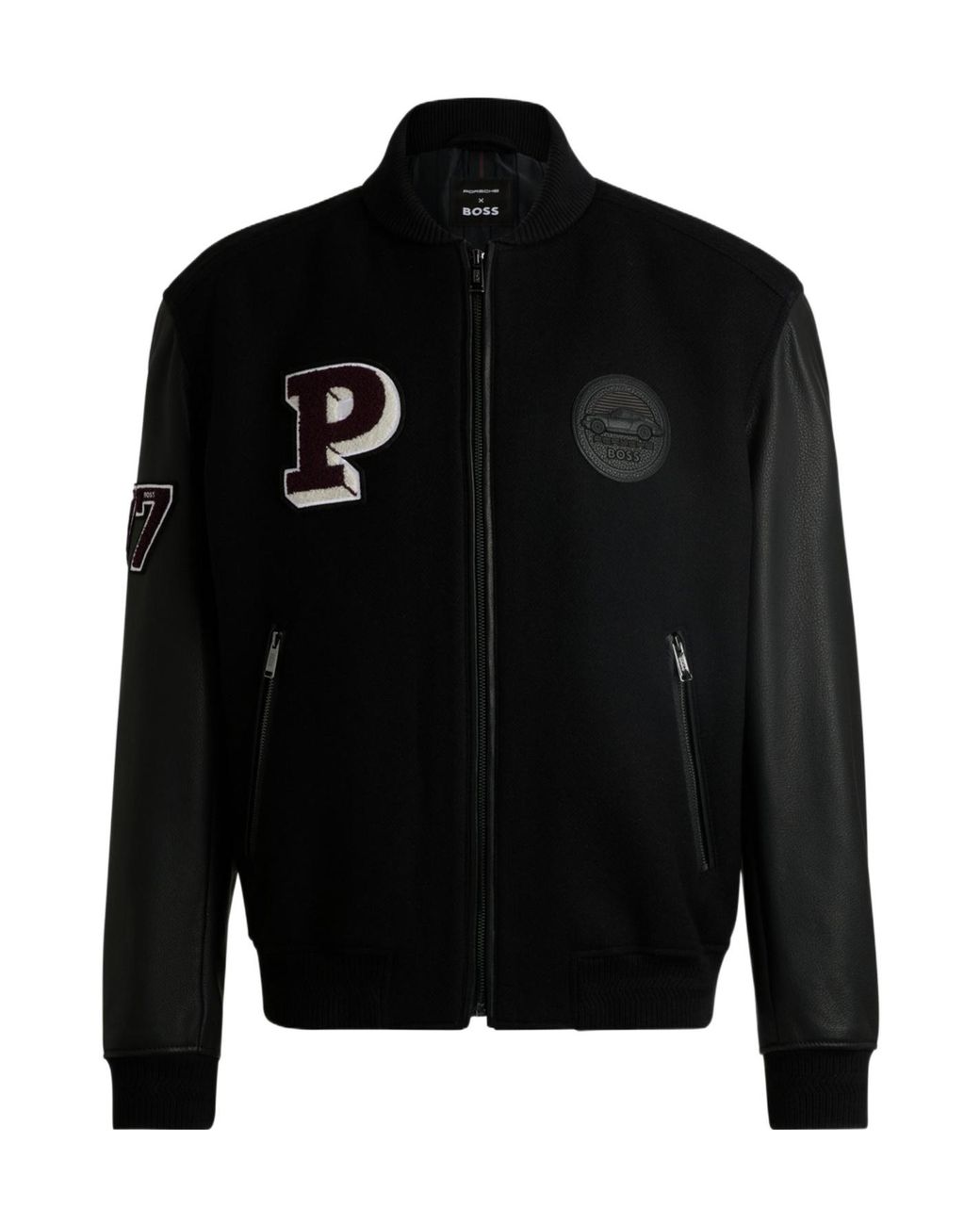 BOSS X Porsche Logo-Appliqué Bomber Jacket in Black for Men | Lyst