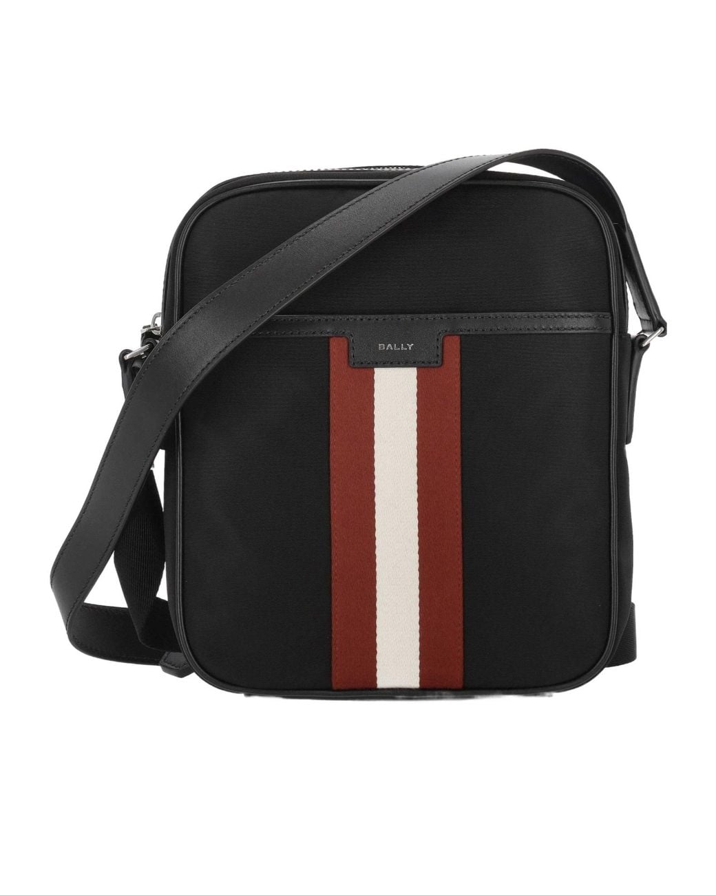 Bally Logo Printed Striped Messenger Bag in Black for Men | Lyst