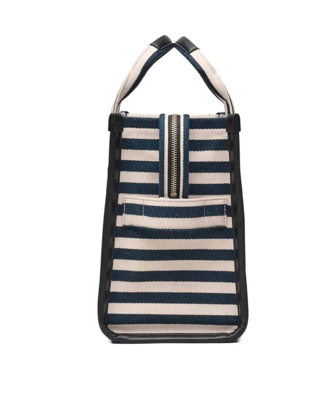 Marc Jacobs The Striped Medium Tote Bag in Black | Lyst