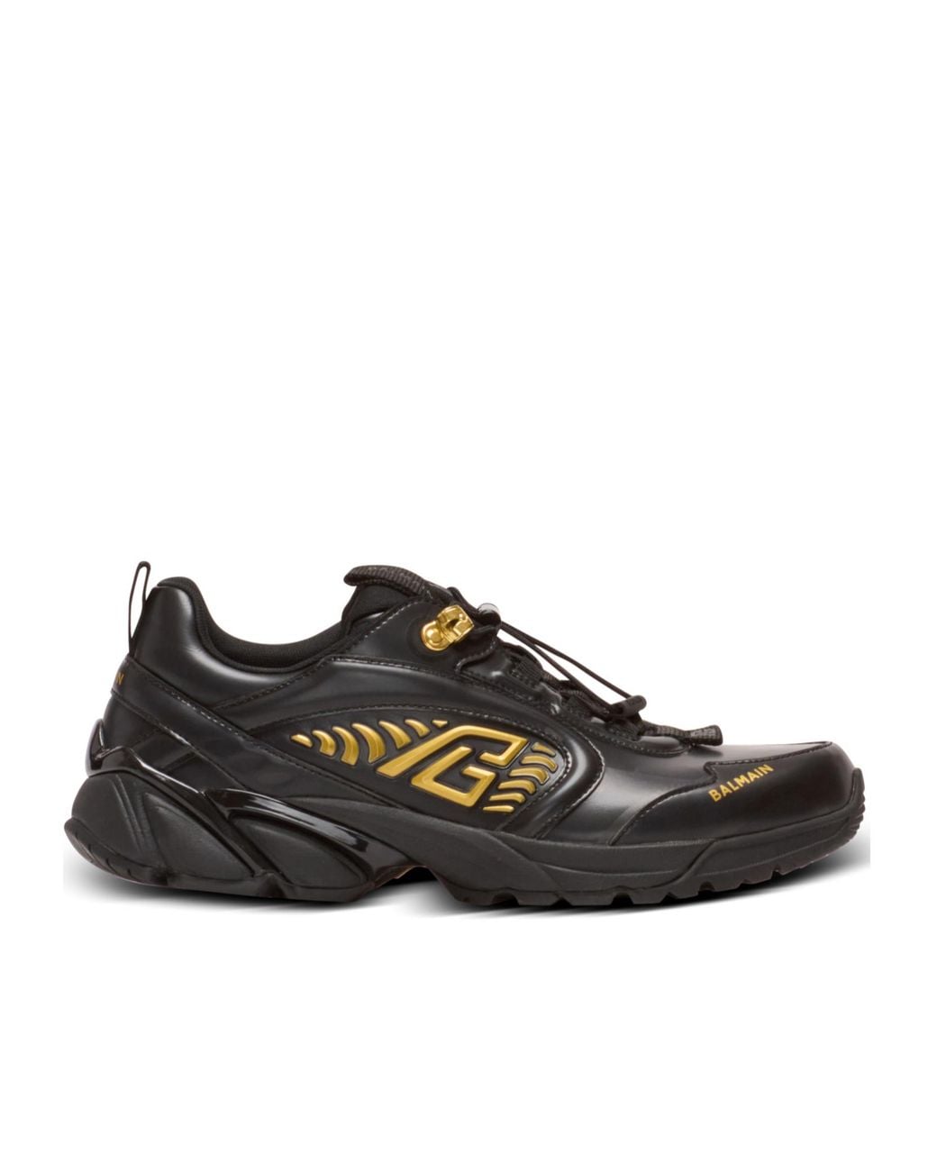 Balmain Cosmic Dust Glazed Leather Trainers in Black for Men | Lyst