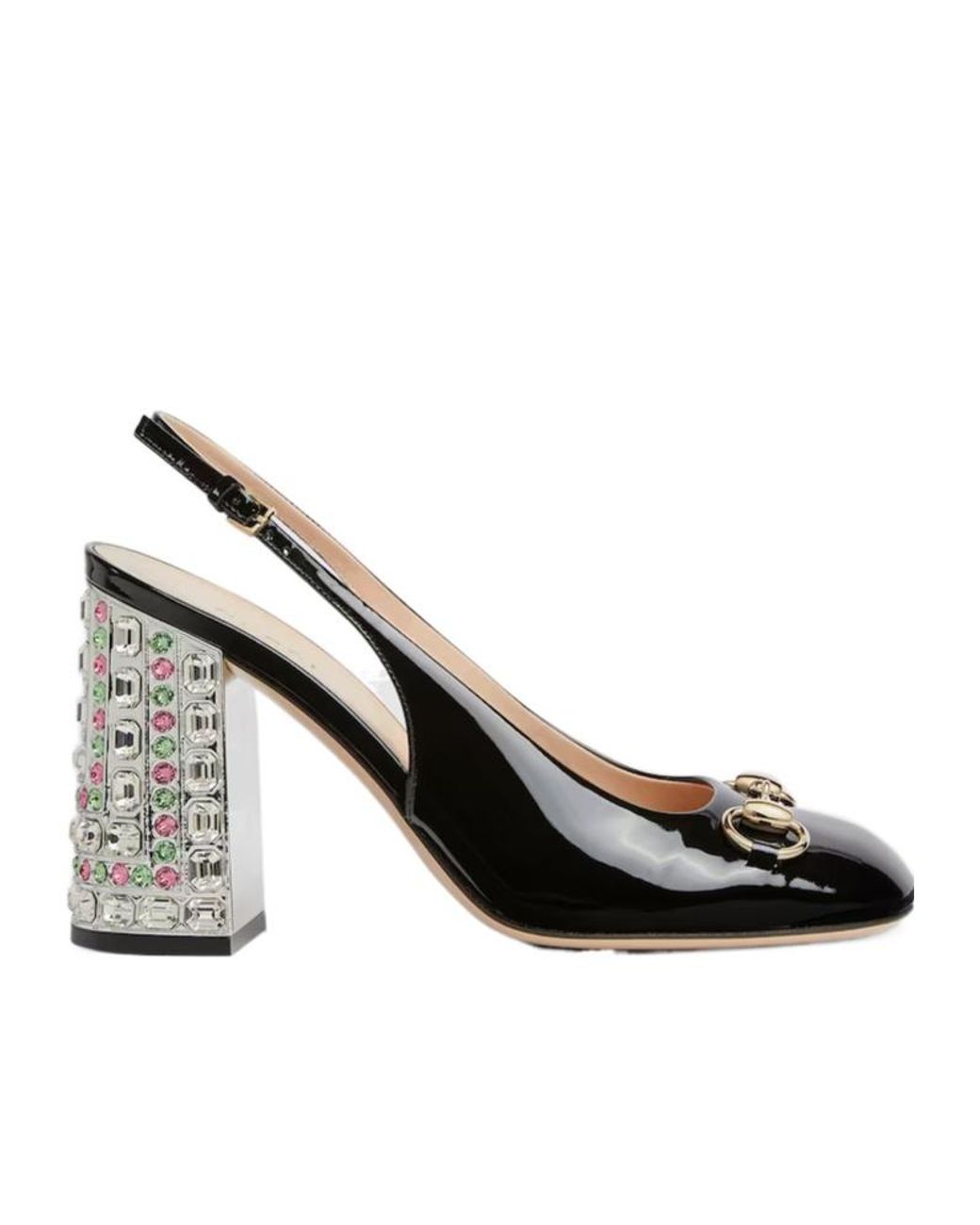 Gucci High-Heeled Sandals Decorated With Crystal Horse-Button Buttons ...