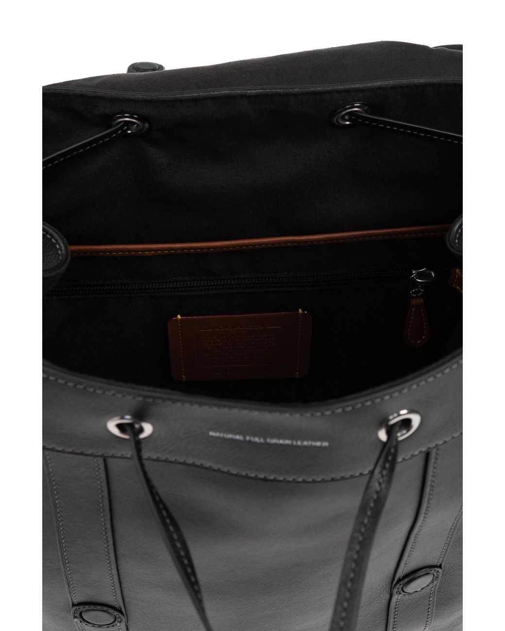 COACH Hitch Backpack In Natural Full-grain Leather in Black for Men | Lyst