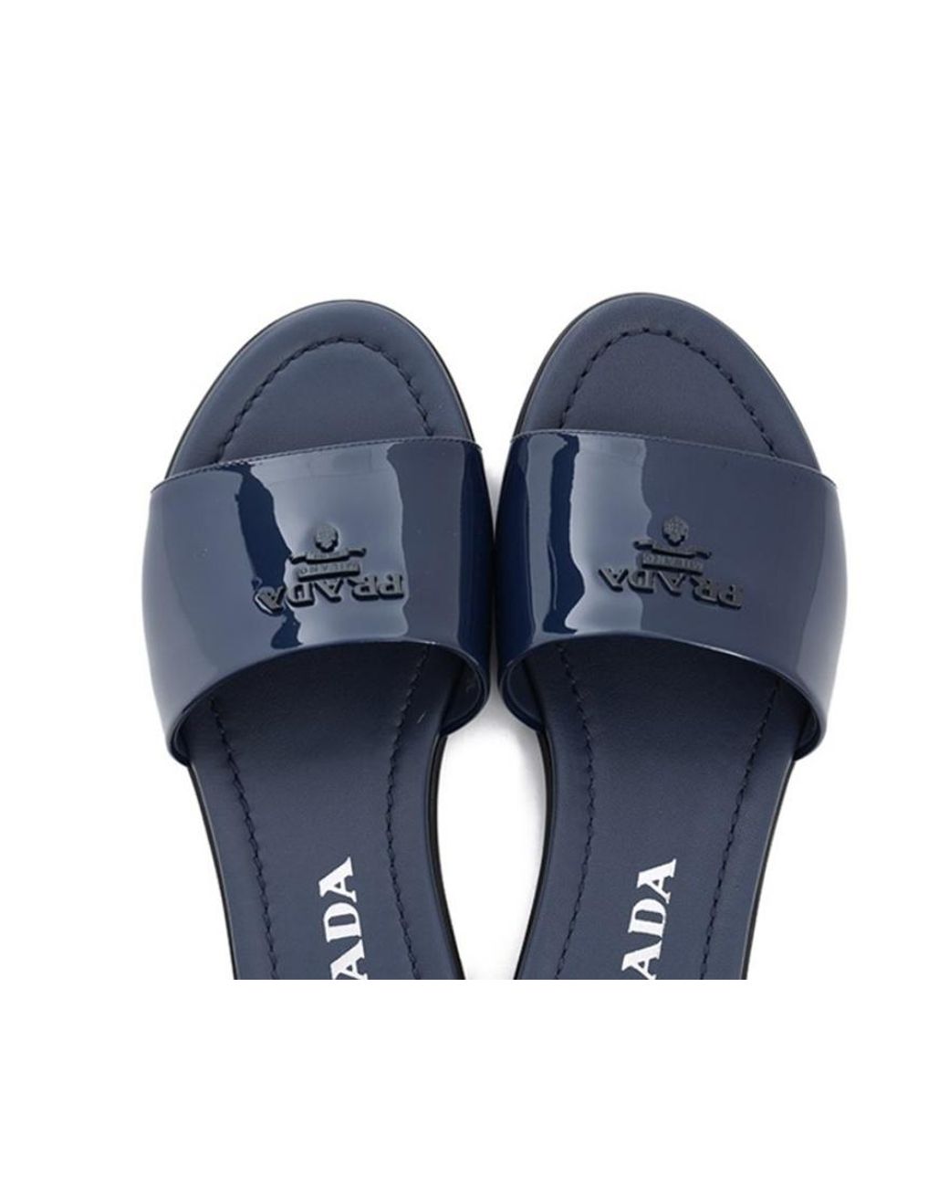 Prada Dark Logo Detail Sandals in Blue | Lyst
