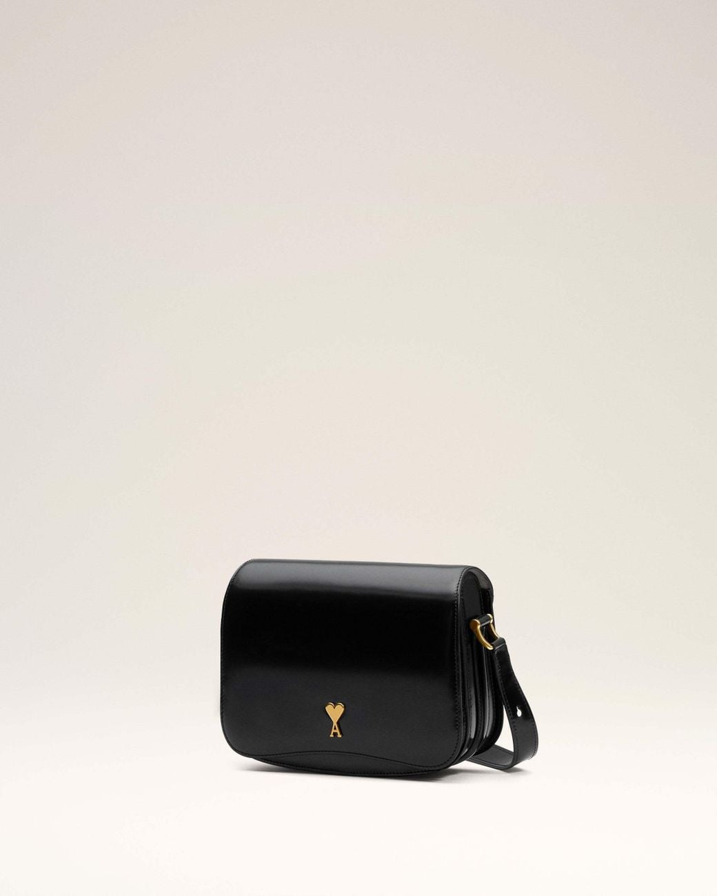 Ami Paris Glazed Leather Paris Paris Bag in Black | Lyst
