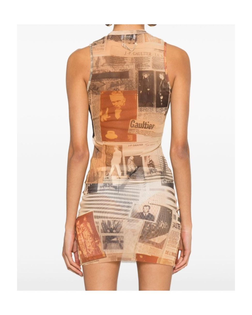 Jean Paul Gaultier Newspaper-Print Top in Natural | Lyst