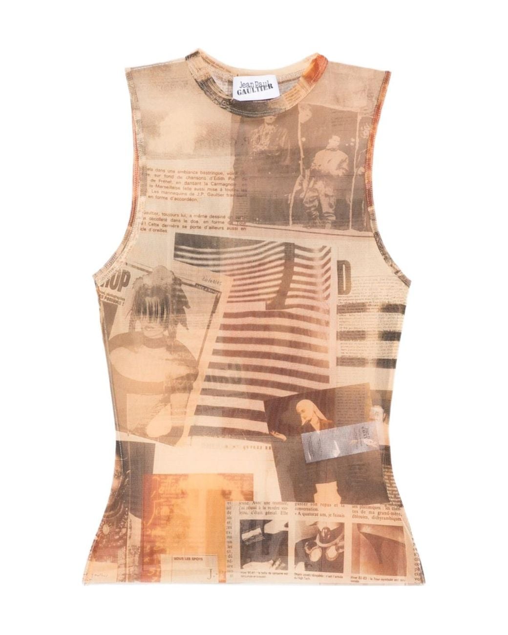 Jean Paul Gaultier Newspaper-Print Top in Natural | Lyst