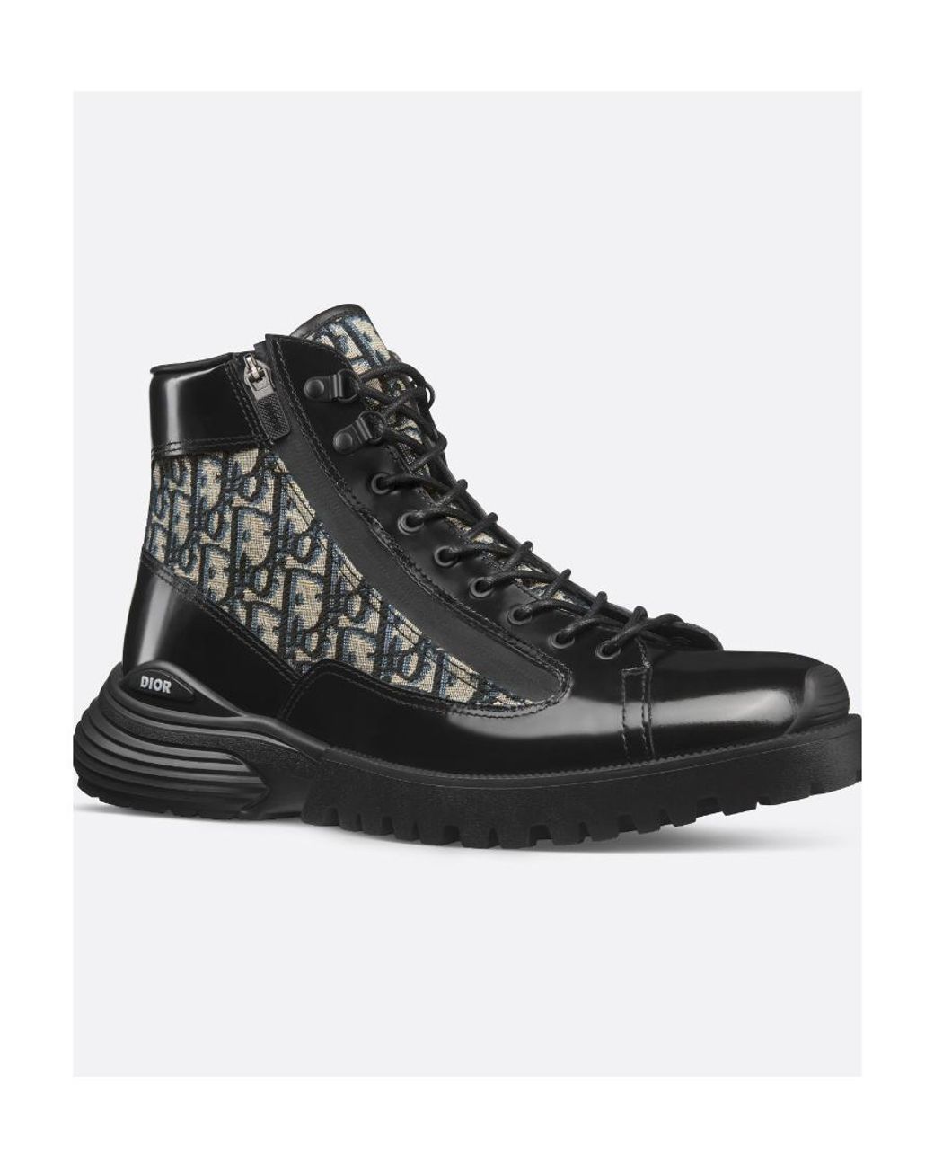 Dior Homme Monogrammed Lace-Up Boots in Black for Men | Lyst