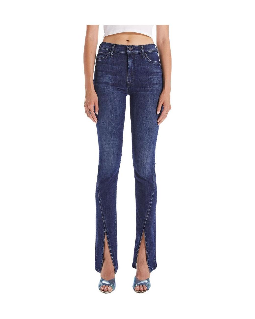 Mother Dark High-Rise Straight Jeans in Blue | Lyst