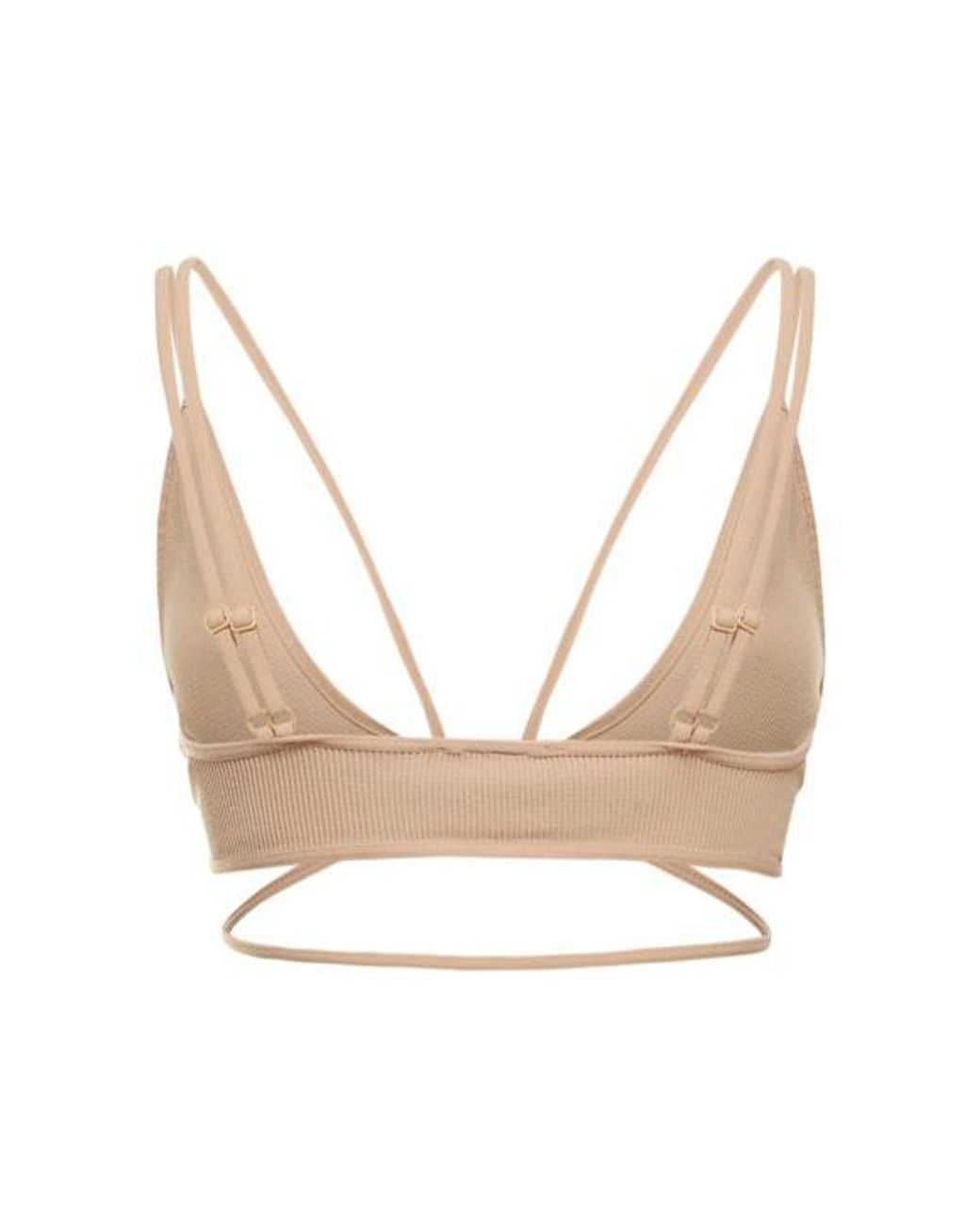 ANDREADAMO Ribbed Jersey Bra W/Double Straps in Natural | Lyst