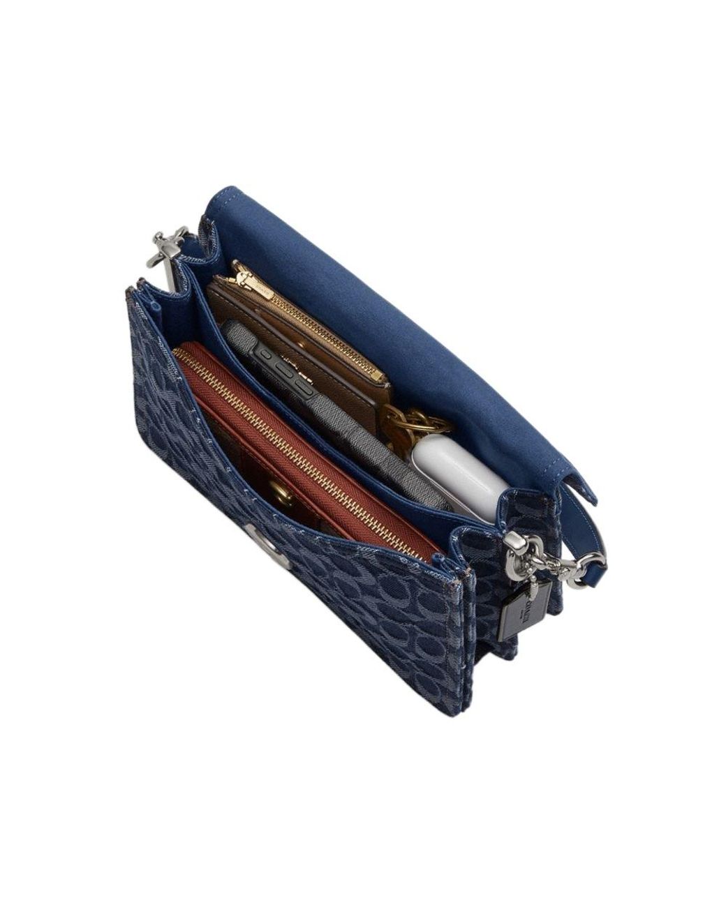 COACH Chain Tabby Monogrammed Denim Shoulder Bag in Blue | Lyst