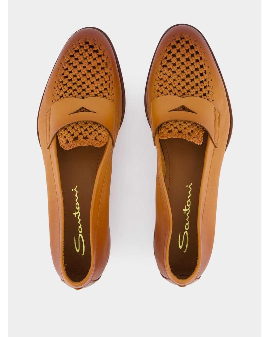 Santoni Logo Printed Loafers in Brown for Men | Lyst