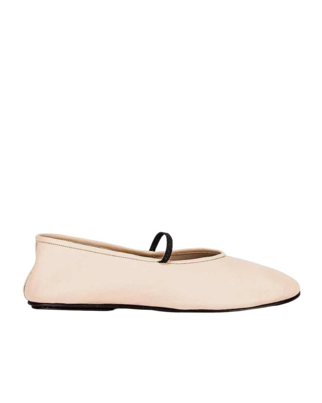 The Row Round Toe Ballet Flats in Natural | Lyst