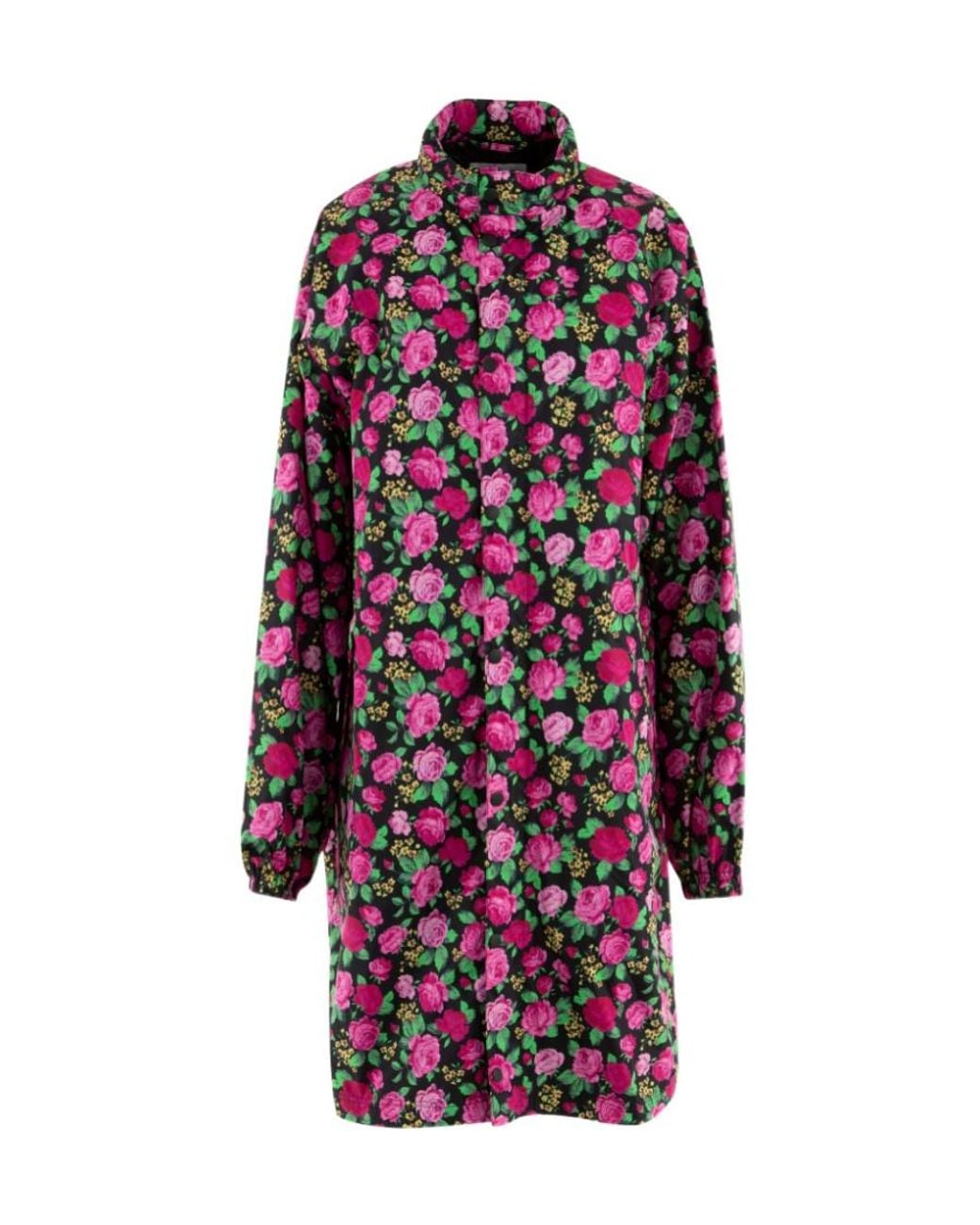 Balenciaga Floral Pattern Hooded Coat in Red | Lyst