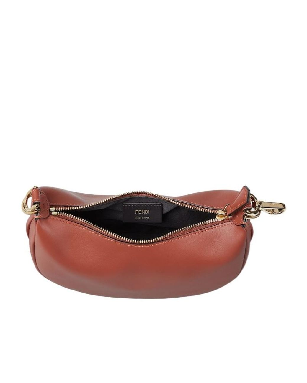 Fendi Graphy Logo Plaque Mini Hobo Bag in Red | Lyst