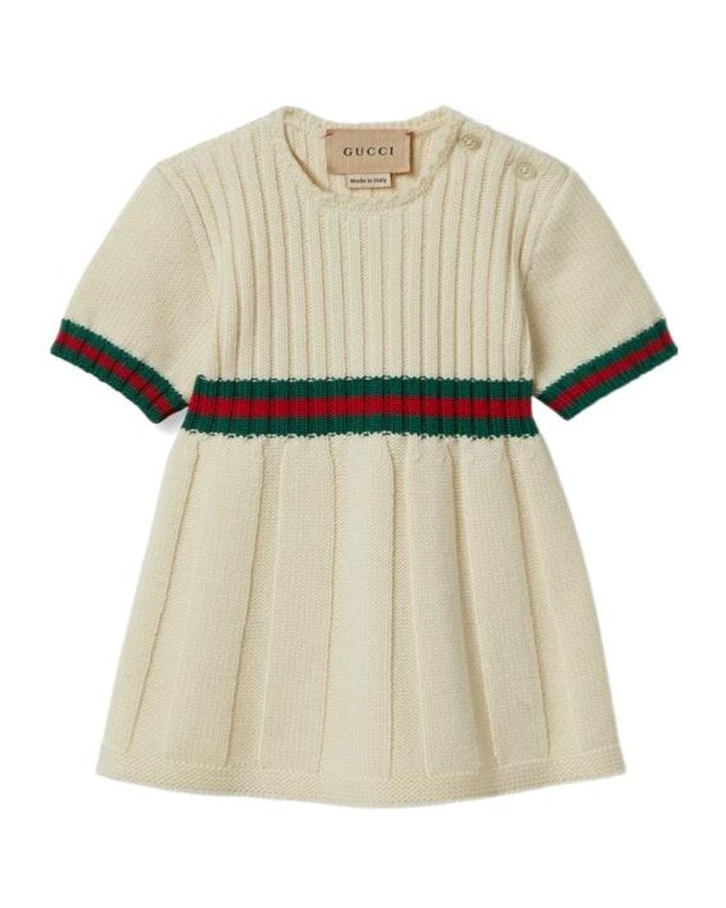 Gucci Ribbon Knitted Dress in White | Lyst