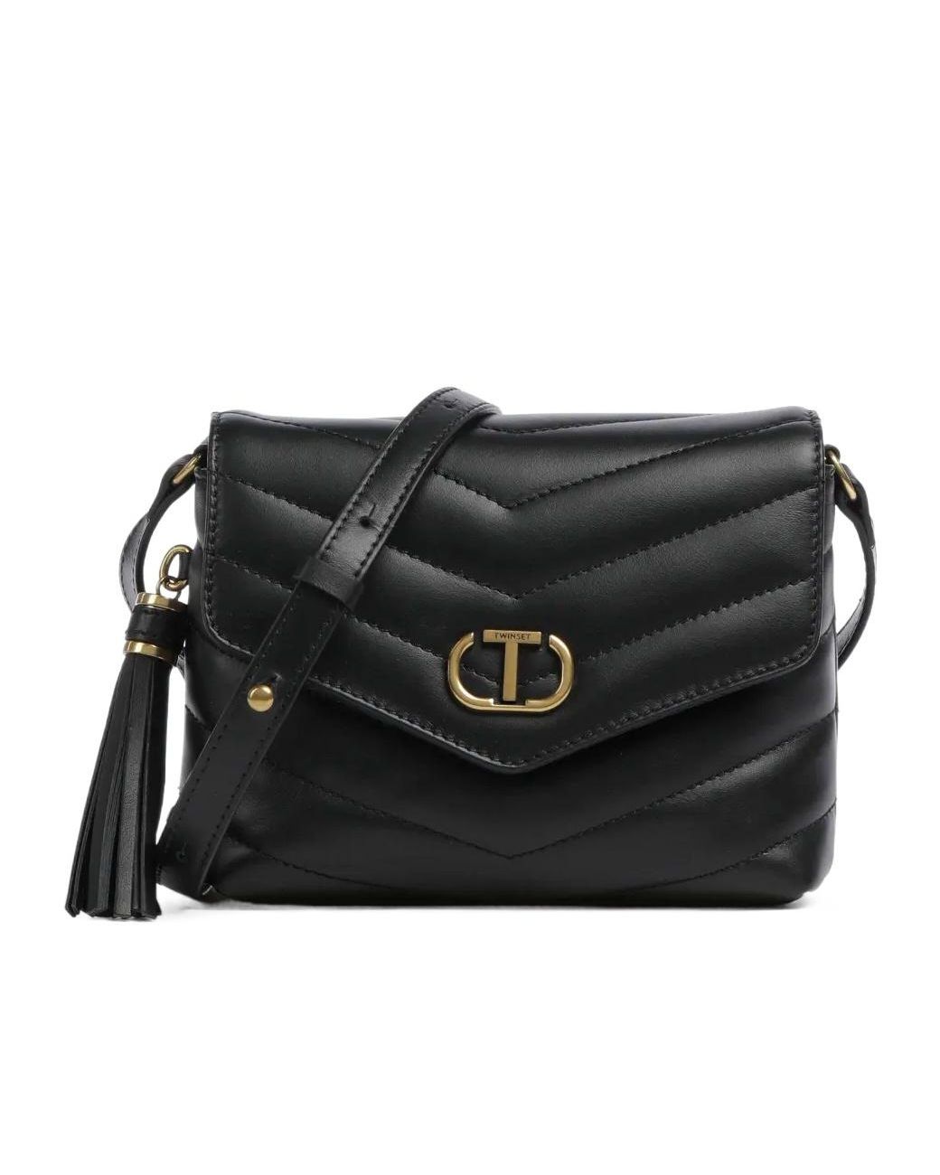 Twin Set Logo Logo Satchel Bag in Black | Lyst