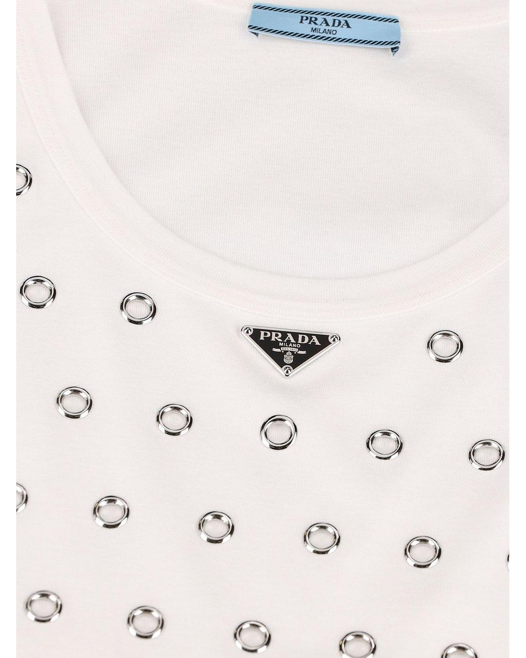 Prada Cut-Out Detailed Sleeveless Top in White | Lyst