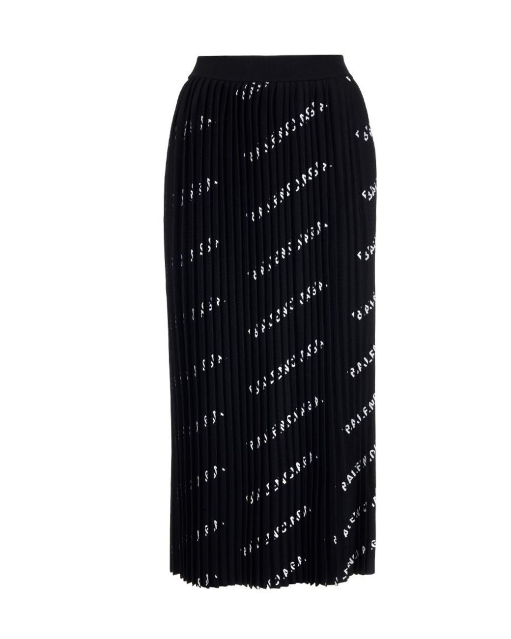 Balenciaga Emblem Pleated Skirt in Black | Lyst