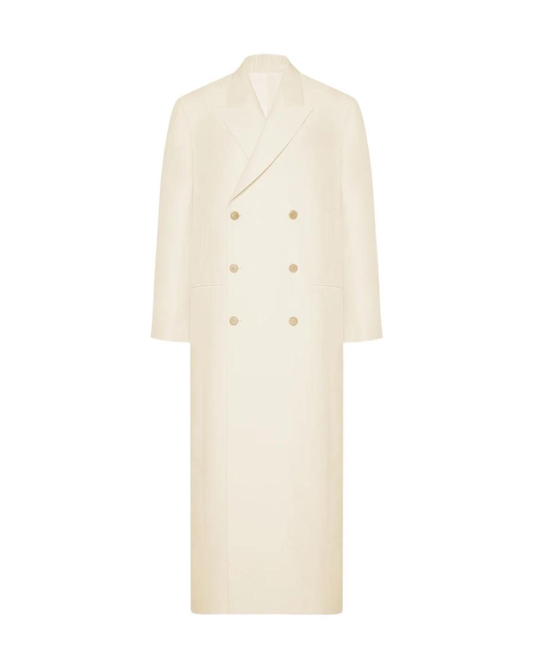 The Row Catena Double-Breasted Wool Coat in White | Lyst