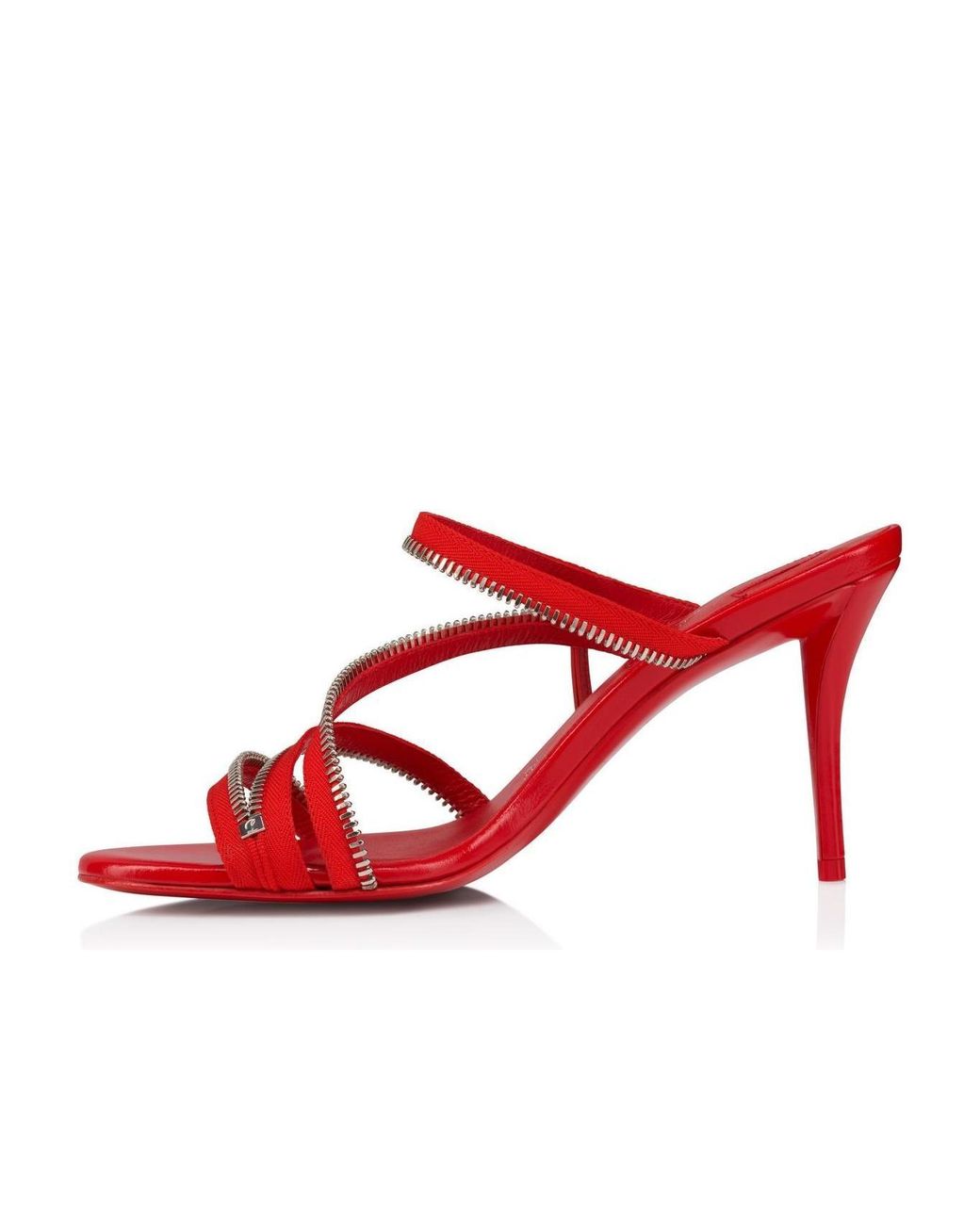 Christian Louboutin 80Mm Meryl Zip Strass Leather Sandals in Red | Lyst