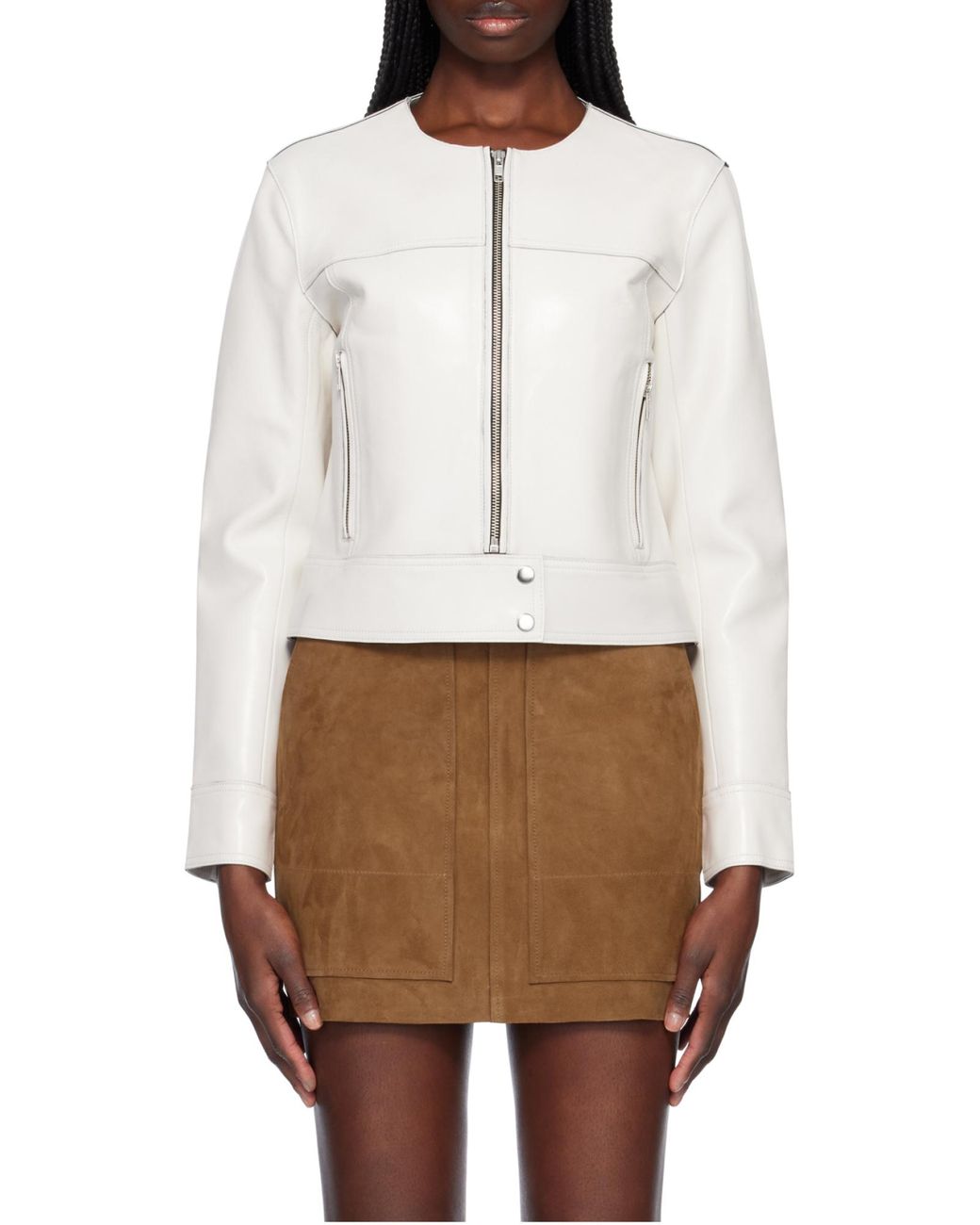 Stand Studio Cassie Leather Jacket in White | Lyst