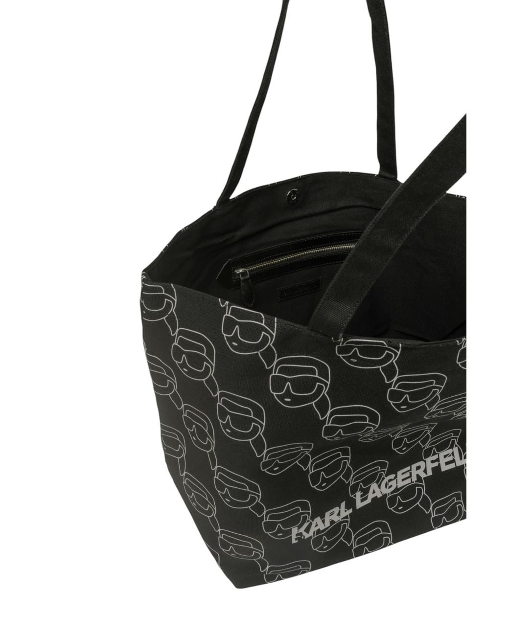 KARL LAGERFELD Ikon Karl Monogram Tote Bag in Black | Lyst