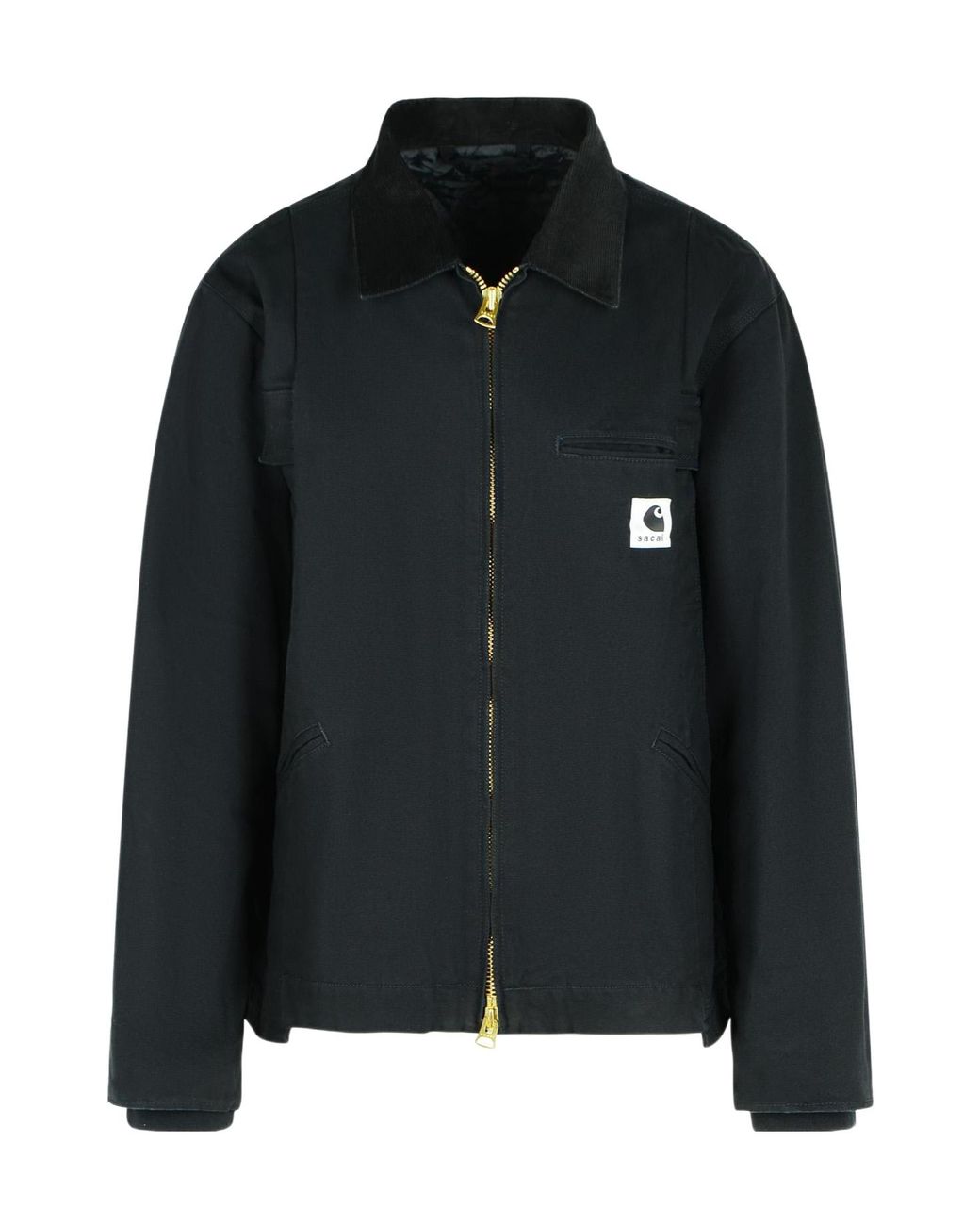 Sacai X Carhartt Logo Patch Zip-Up Jacket in Black for Men | Lyst