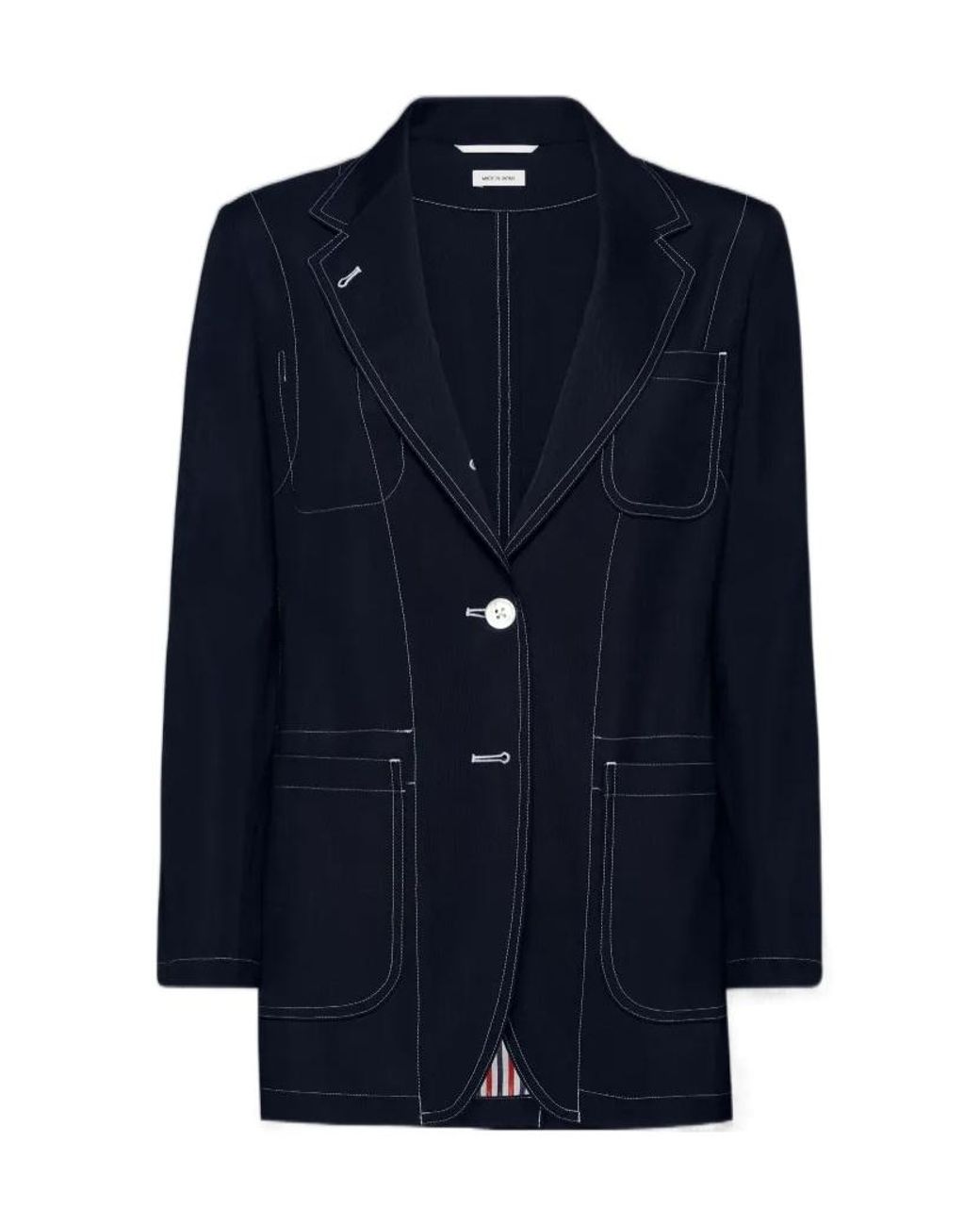Thom Browne Long Sleeve Uniform Jacket in Blue | Lyst
