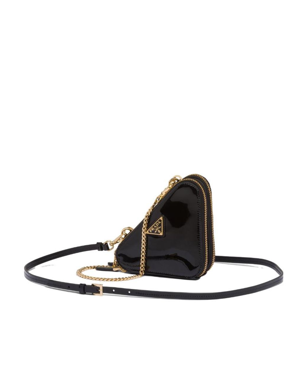 Prada Patent Leather Mini Pouch in White | Lyst